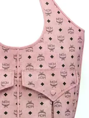 Mcm Visetos Print Tote Bag With Pocket Detail - Pink