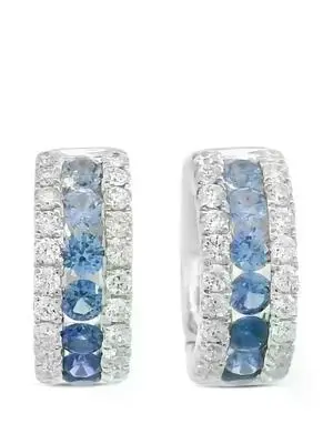 LISA NIK Sapphire And Diamond Hoop Earrings - Silver