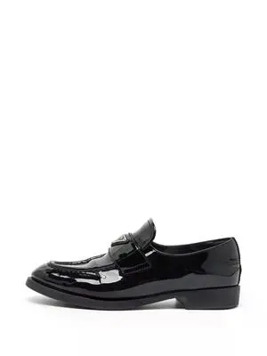 PRADA Prada Patent Leather Triangle Logo Loafers