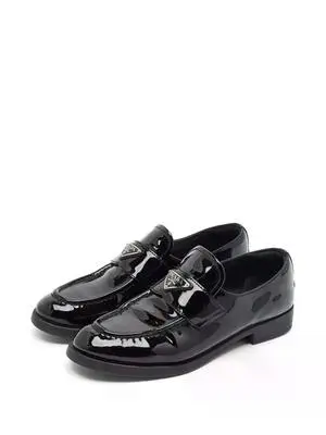 Prada Patent Leather Triangle Logo Loafers