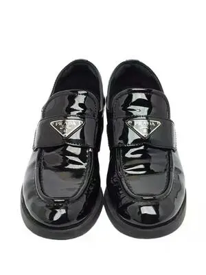 Prada Patent Leather Triangle Logo Loafers