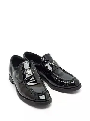 Prada Patent Leather Triangle Logo Loafers