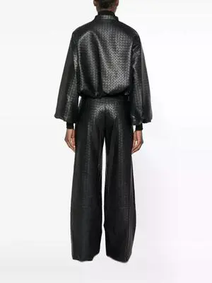 Imperial Woven-effect Balloon-sleeve Jacket