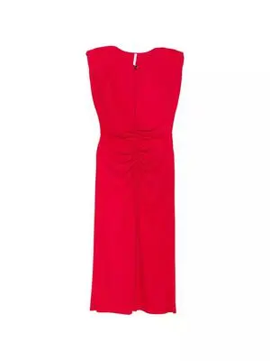 Imperial Sleeveless Ruched Midi Dress - Red