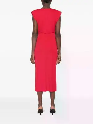 Imperial Sleeveless Ruched Midi Dress - Red