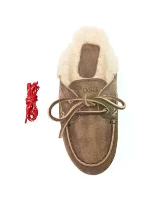 POSA Suede Shearling-lined Mules