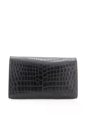 Saint Laurent Classic Monogram Tassel Crocodile Embossed Leather Medium Crossbody Bag