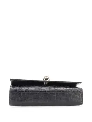Saint Laurent Classic Monogram Tassel Crocodile Embossed Leather Medium Crossbody Bag