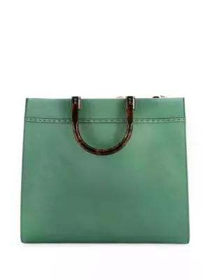 Fendi Sunshine Shopper Leather Medium Tote Bag - Green
