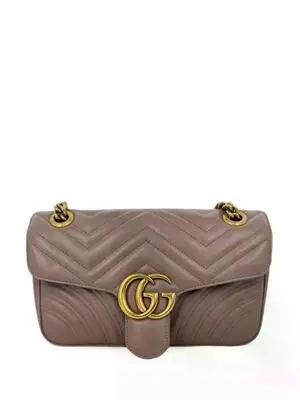 Gucci Gg Marmont Chevron Shoulder Bag - Pink