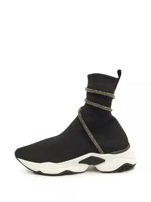 Rene Caovilla High-top Sneakers With Embellished Straps - Black