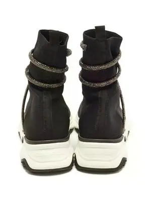 Rene Caovilla High-top Sneakers With Embellished Straps - Black