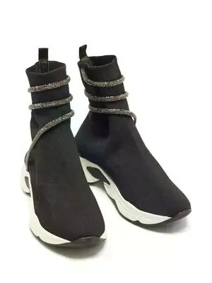 Rene Caovilla High-top Sneakers With Embellished Straps - Black