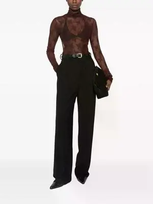 Imperial Lace Pattern High-neck Top - Purple
