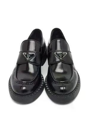 Prada Triangle Logo Plaque Penny Loafers
