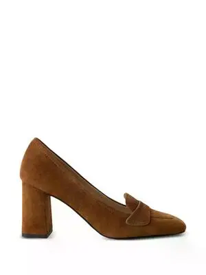 Furla Suede Square Toe Block Heel Pumps