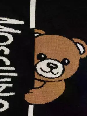 Moschino Teddy Bear Intarsia-knit Scarf - Black