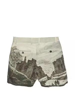 Dolce & Gabbana Pleated Shorts With Roman Ruins Print