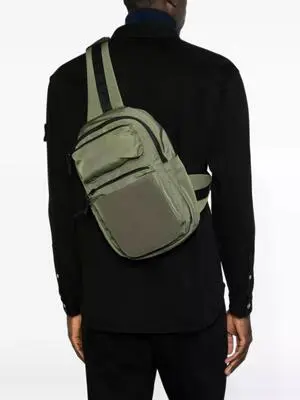 Stone Island Logo Patch Panelled Backpack - Green