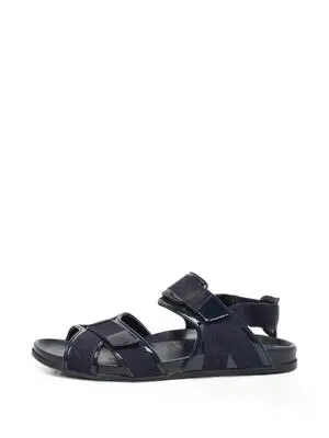 Manolo Blahnik Patent-trimmed Canvas Sandals - Blue