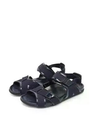 Manolo Blahnik Patent-trimmed Canvas Sandals