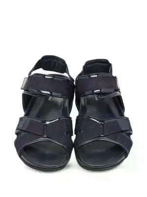 Manolo Blahnik Patent-trimmed Canvas Sandals