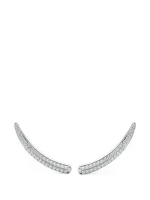 SOLO FOR DIAMONDS Diamond-embellished Curved Earrings In 14k White Gold - Silver
