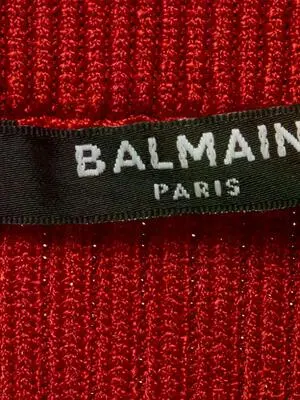 Balmain Rib-knit Pencil Mini Skirt With Gold-tone Hardware