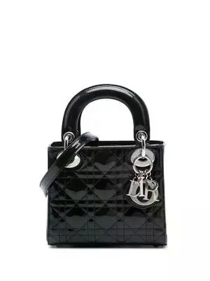 Dior 2013 Mini Patent Cannage Lady Satchel - Black