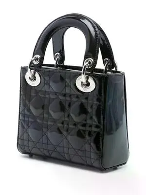 Dior 2013 Mini Patent Cannage Lady Satchel - Black