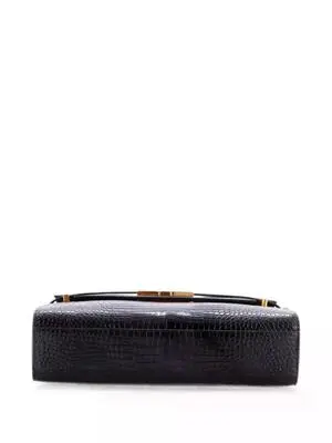 Saint Laurent Manhattan Crocodile Embossed Leather Medium Shoulder Bag - Black