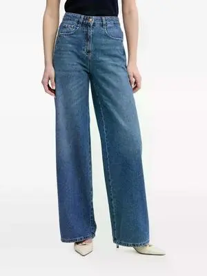 Luisa Spagnoli Appretto Wide-leg Jeans With Gold-tone Hardware