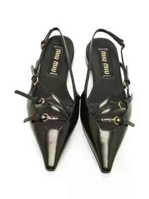 Miu Miu Leather Buckle-detail Slingback Pumps - Black