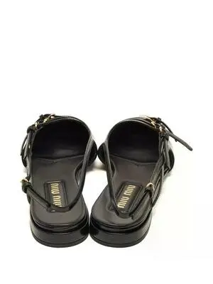 Miu Miu Miu Miu Black Leather Buckle-Detail Slingback Pumps Black