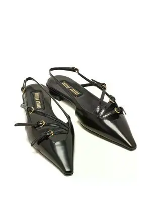 Miu Miu Buckle-detail Slingback Pumps - Black