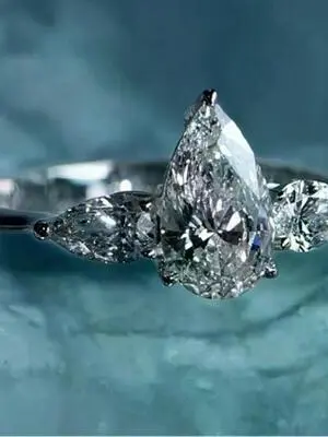 SOLO FOR DIAMONDS Pear-cut Diamond Ring In 14k White Gold