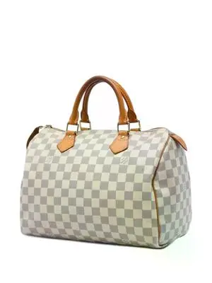LOUIS VUITTON Damier Azur Speedy 30 Boston Bag - White