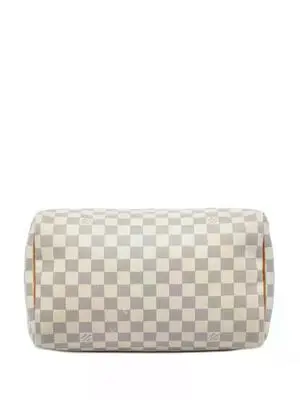 LOUIS VUITTON Damier Azur Speedy 30 Boston Bag - White