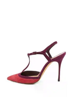 Manolo Blahnik Suede Pointed-toe T-strap Stiletto Sandals