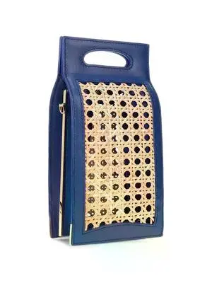 Tyler Ellis Stella Wicker Tote Bag - Blue