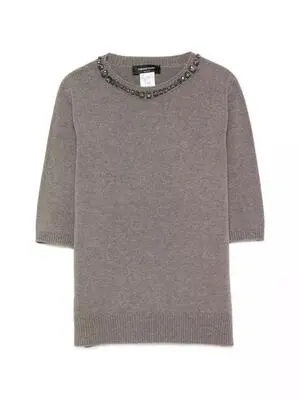 Fabiana Filippi Fine Knit Crystal Embellished Sweater - Grey