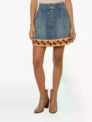Valentino Garavani Geometric Jacquard Trim A-line Mini Skirt