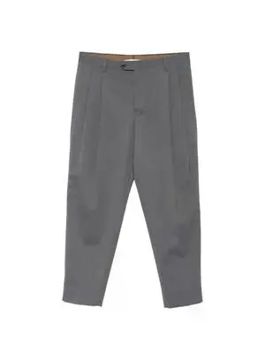 BRIGLIA 1949 Pleated Detail Cropped Trousers - Grey