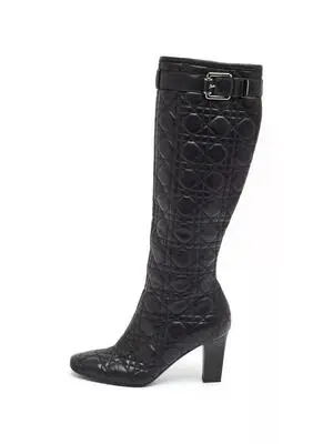 Dior Leather Cannage Quilted Buckle-detail Knee-high Boots