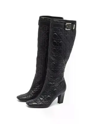 Dior Leather Cannage Quilted Buckle-detail Knee-high Boots
