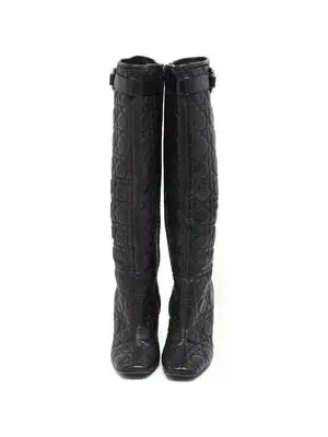 Dior Leather Cannage Quilted Buckle-detail Knee-high Boots
