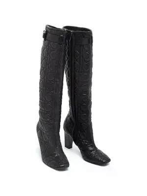 Dior Leather Cannage Quilted Buckle-detail Knee-high Boots