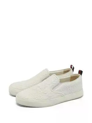 Gucci Quilted Rhombus Pattern Slip-on Sneakers - White
