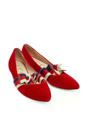Gucci Velvet Web Bow Ballet Flats