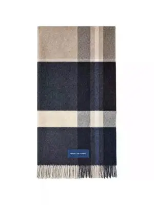 PIQUADRO Check-pattern Fringed Scarf